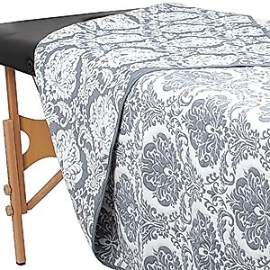 ForPro Premium Poly Cotton Designer Blanket, Ultra-Soft Cotton Blanket for Massage Tables, Beds, Sofas, Antique Gray Quilted Pattern, 60" W x 90" L, 350gsm