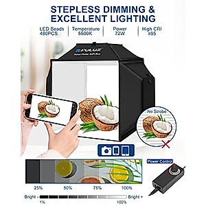 PULUZ Photo Studio Soft Box,16x16 inches Portable Light Box Photography Shooting Tent Kit with Hight CRI 480 LED Lights & 4 Color Backdrops for Product Photography