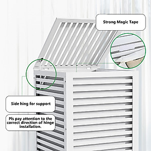 Laundry Hamper with Lid, 120 L Large Double hampers for laundry, Bamboo Two section divided Clothes Basket sorter for Bathroom, Bedroom with Removable Liner Bags,White