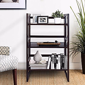 Casual Home 3-Shelf Folding Student Bookcase (20.75" Wide)-Espresso