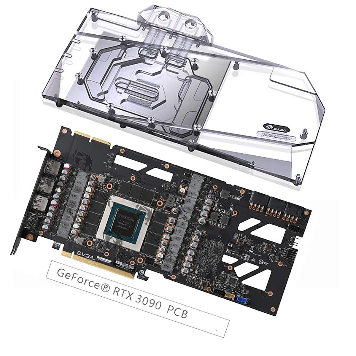 Bykski GPU Copper Water Cooling Block for EVGA RTX3090 RTX3080 RTX3080Ti FTW3 Ultra Gaming (5V LED GPU Block with Backplate)