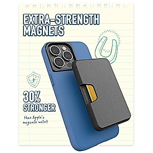 Smartish Wallet for MagSafe iPhones - Side Hustle - Slim Detachable Magnetic Card Holder for Apple iPhone 14/13/12 Models - Black Tie Affair