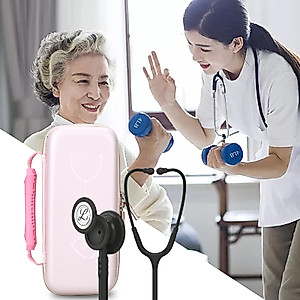 FBLFOBELI Stethoscope Case Compatible with 3M Littmann Classic III/Lightweight II S.E/MDF Acoustica Deluxe Stethoscopes, Includes Mesh Pocket for Nurse Accessories for Work (Pink)