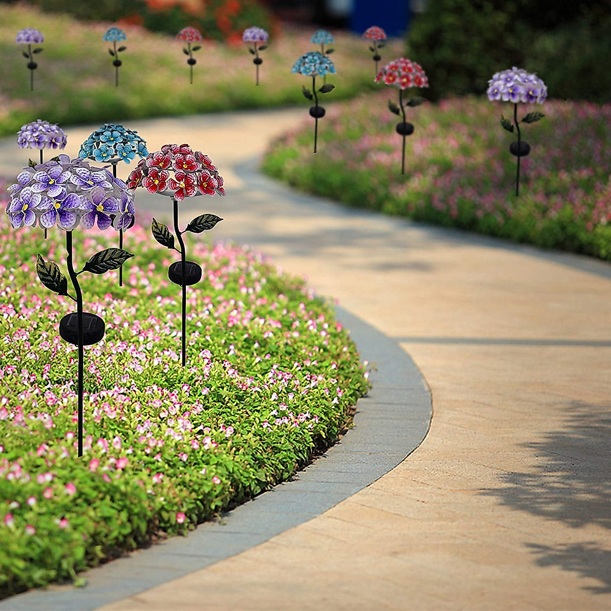 WONFAST Solar Hydrangea Lantern Garden Light, 26LED Solar Metal Artificial Hydrangea Flowers Landscape Lamp Ground Stake Lights for Outdoor Home Courtyard Wedding Party Christmas Decorations (Blue)