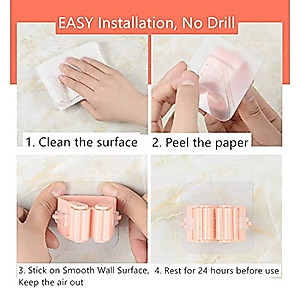 8PCS Broom Holder Wall Mount , No Drilling Self Adhesive Broom Holder, Broom and Mop Organizer Holer Cleaning Supplies Organizer（2Blue/2White/2Pink/2Grey)
