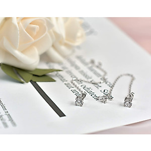 Cubic Zirconia Earrings - Crystal Ear Cuff Earrings Chain Sterling Silver Hypoallergenic Cubic Zirconia Earrings Rhinestones Drop Dangle Earrings 2 in 1 earrings Gifts for Women