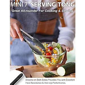 Anaeat Premium Kitchen Locking Tong Set of 3 - Heavy Duty Stainless Steel Food Tongs with Long Handle & Non-Slip Silicone Grip for Cooking, Baking, Grilling - Heat Resistant up to 480°F