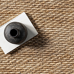 nuLOOM Hailey Hand Woven Jute Accent Rug, 2' x 3', Natural, Rectangular, 0.75" Thick