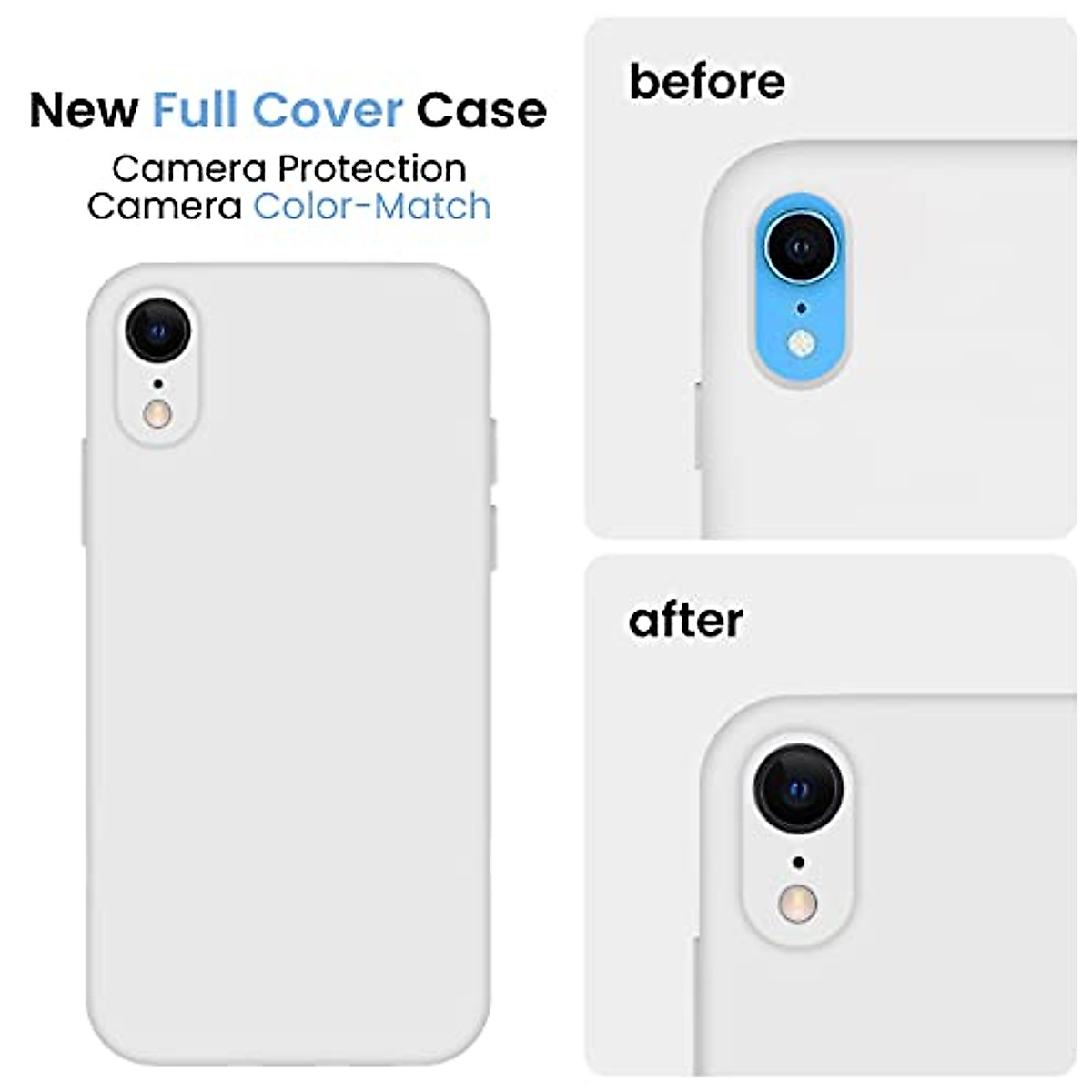 FireNova Designed for iPhone XR Case, Silicone Upgraded [Straight Edge] & [Camera Protecion] Phone Case with Soft Anti-Scratch Microfiber Lining, 6.1 inch, White