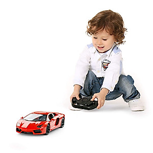 RASTAR RC Lamborghini Toy Car, 1:14 Lamborghini Aventador LP700-4 Remote Control Car, Working Lights - Orange