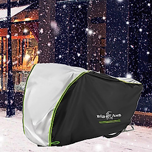 Big Ant Bike Cover Outdoor Waterproof Bicycle Covers with Lock Hole 210D Oxford Fabric Rain Sun UV Dust Snow Wind Proof Bike Cover for Mountain Road Electric Bike(Black & Silver)