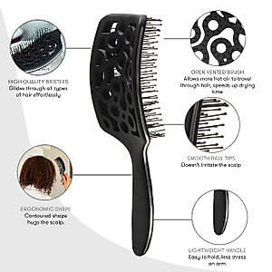 FRAMAR Professional Vented Hair Brush – Paddle Curved Hair Brush For Blow Drying, Wet Paddle Brush for Women Blow Drying