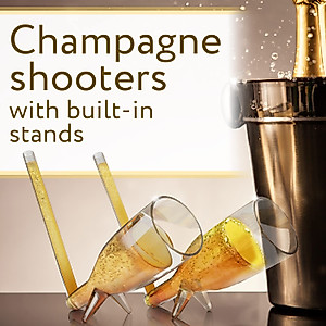 IMPRESA [6 Pack] Champagne Shooter Plastic Glass Set - Champagne Glasses with Stands - Bachelorette Party Gifts - Champagne and Prosecco Gifts for Bubbly Lovers – Reusable Champ Shooter