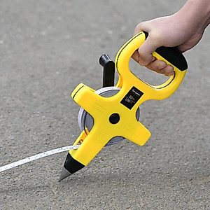 Uroomelves Open Reel Steel Tape Measure, 100ft/30m Imperial & Metric Steel Accurate Measuring Stretch Tapes, Impact Resistant ABS Shell, for Athletic Field, Long Jump, Engineer, Outdoor.