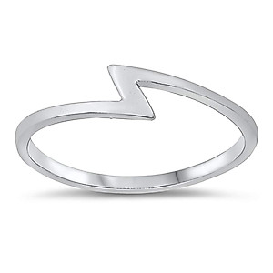Zig Zag Lightning Bolt Ring New .925 Sterling Silver Band Size 5