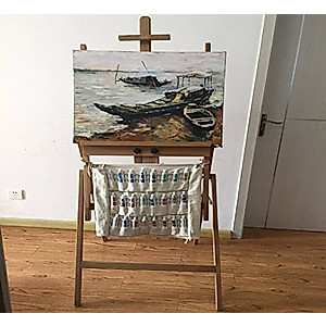 Daveliou Paint Organizer with 24 Slots, Roll Up and Tie Closed for Storage or Travel, Premium Canvas Paint Organizers and Storage for 0.41 fl oz (12mL) Oil and Acrylic Paint Tubes