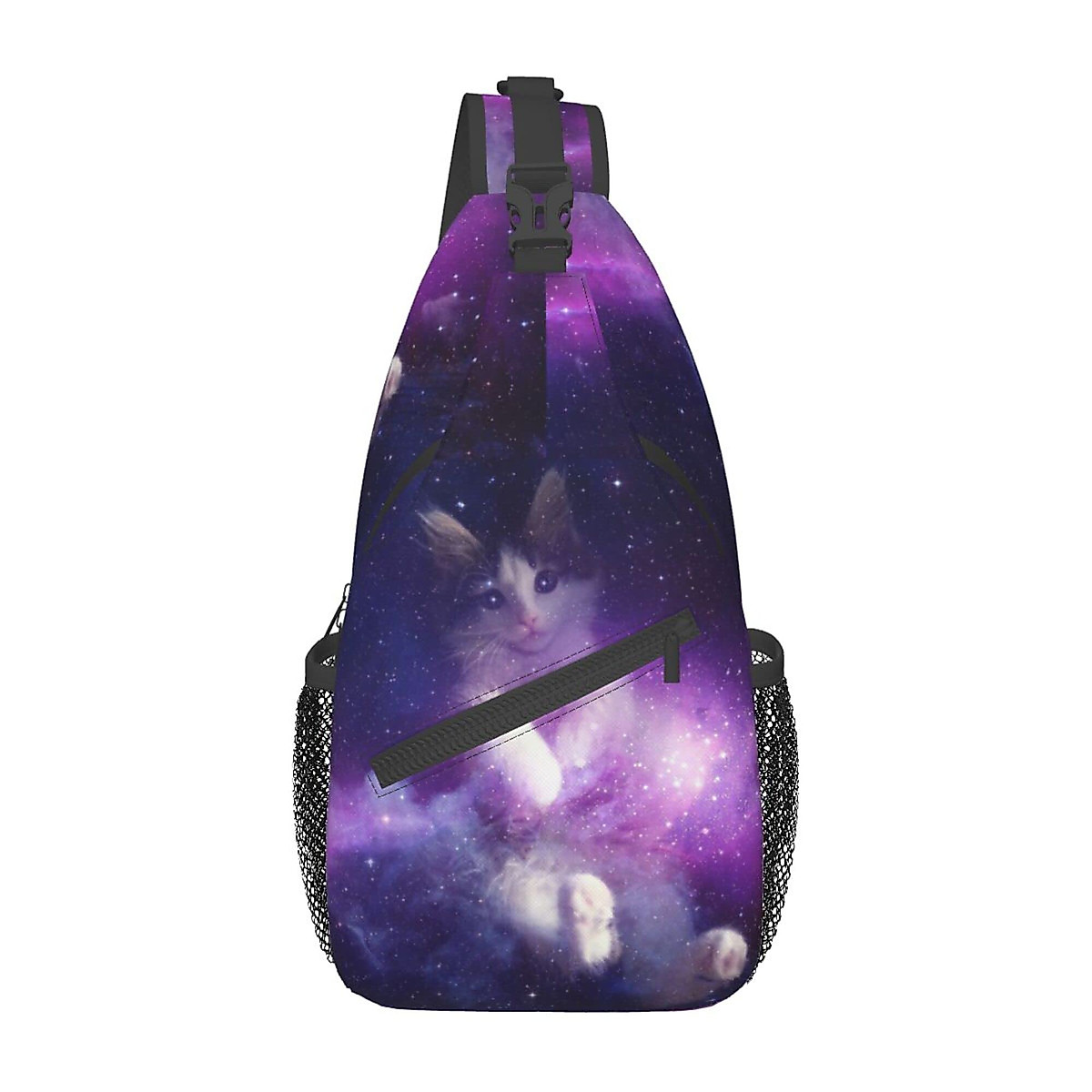 Galaxy Cat Sling Bag Travel Crossbody Backpack for Women Crossbody Chest Daypack Gifts for Christmas Medium