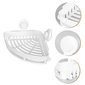 VOSAREA 1pc Shelf Storage Basket Wall-Mounted Shelf Soap Holder Rack Corner Shelf Wall Mounted Shelf Suction Cup Shower Shelf Wall-Mounted Bathroom Mounted Basket White Plastic