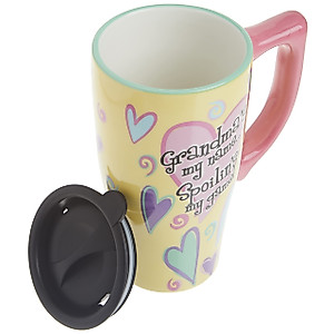 Spoontiques - Ceramic Travel Mugs - Grandma Cup - Hot or Cold Beverages - Gift for Coffee Lovers