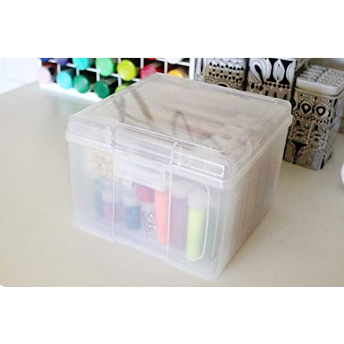 ArtBin 6947ZZ Photo & Craft Organizer Set, Large Box with [5] Plastic Storage Cases Inside, Clear