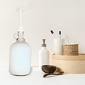 Cornucopia Half Gallon Glass Pump Dispenser Bottle, 64-Ounce Jug with Pump for Sauces, Syrups, Soaps and More