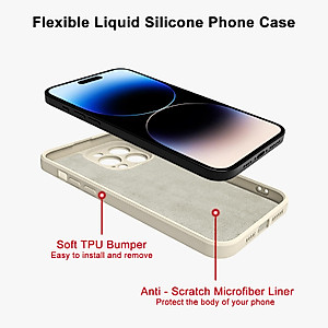 Dinick for iPhone 14 Pro Max Case with Magnetic Ring Holder Premium Soft Liquid Silicone Cover [Anti-Scratch Microfiber Liner] Shockproof Kickstand Protective Phone Case for iPhone 14 Pro Max White