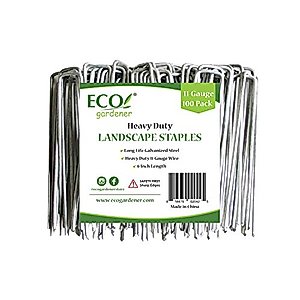 ECOgardener Extra Heavy Duty Galvanized Weed Barrier Landscape Fabric Staples