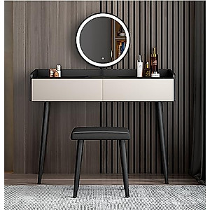 ZHIVIQ Vanity Table Set with Mirror and Cushioned Stool, Dressing Table Vanity Makeup Table，Black