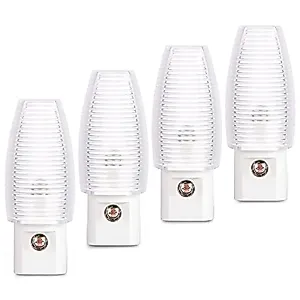Emotionlite Plug in Night Light, Warm White LED Nightlights, Dusk to Dawn Sensor, Kids, Nursery, Bedroom, Bathroom,Hallway, Stairs, Kitchen, UL Listed, 4 Pack