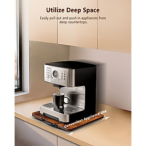 Evermagin Appliance Slider, Sliding Tray for Coffee Maker, Coffee Pot Slider Tray for Countertop, Kitchen Appliance Rolling Tray with Rubber Wheels (Rustic Brown, Large - Long (12.5” x 16”))