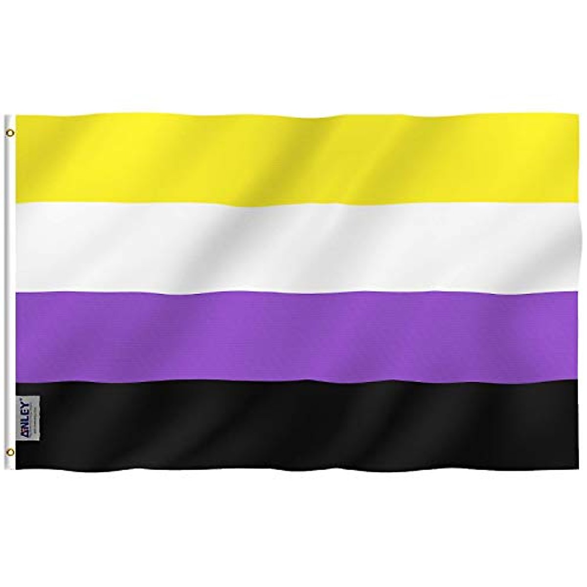ANLEY Fly Breeze 3x5 Foot Non-Binary Pride Flag - Vivid Color and Fade proof - Double Stitched - NB Nonbinary Pride LGBT Genderqueer Gender Identity Flags Polyester with Brass Grommets 3 X 5 Ft