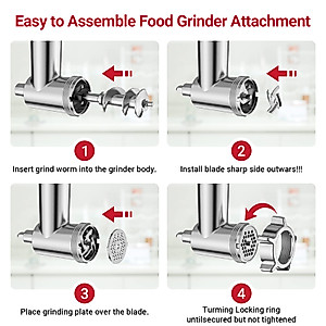 Meat Grinder & Slicer Shredder Attachment for Kitchenaid Stand Mixer, Includes Metal Meat Grinder, Sausage Stuffer, Meatball Accessories, Slicer Shredder Set for Kitchenaid Mixer Attachments By GVODE
