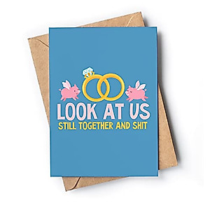 Funny anniversary card for him or her with envelope | Original anniversary present for wife, husband, girlfriend, boyfriend. | Joke card for Valentine's Day for men or women