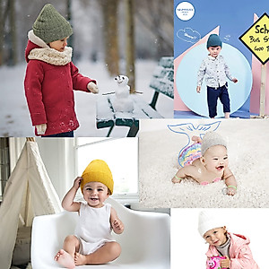 Newborn Baby Wool Hat Cap Turban Toddler Warm Hat Kids Baby Cap Set (White+Pink)