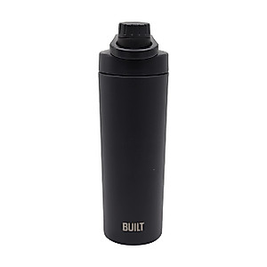 BUILT 24 Ounces Wide Mouth Dualid Double Wall Vacuum Insulated Stainless Steel Bottle with Straw Lid and Chug Lid, Black