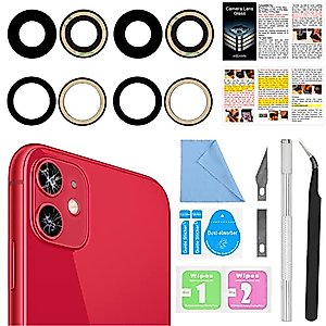 2PCS ASDAWN Back Camera Lens Glass Replacement for iPhone 11 6.1 Inches with Pre-Installed Adhesive, Rear Camera Lens Glass Replacement with Installation Manual + Repair Tool Set