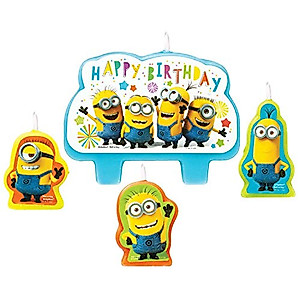 Amscan 9907322 - Despicable Me Minions Happy Birthday Cake Candles Set - 4 Pack