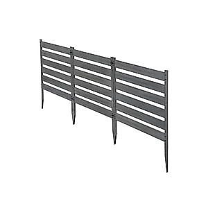26in H x 24in W (3 Panels) No Dig Zippity Maui Fence Kit, Charcoal Color WoodTek Vinyl Fence Panel, Temporary Outdoor Border for Garden, Easy Install DIY Fence for Backyard, Patio, & Deck, ZP19066