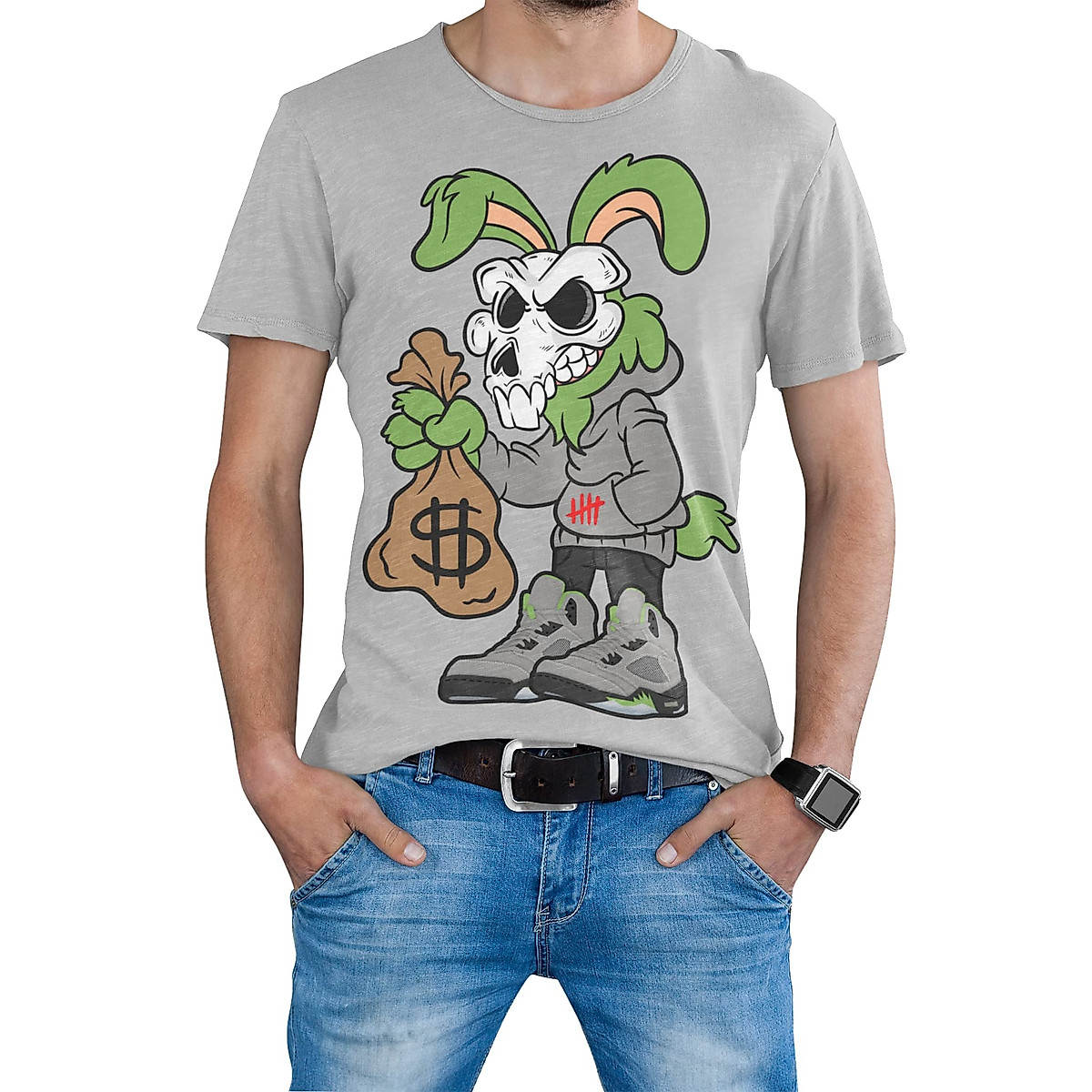 Jordan 5 Green Bean Goat Skull Bag Man Matching Men's T Shirt, Shirt to Match Jordan 5 Greenbean Gift for Jordan 5 Tee