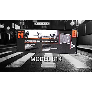 Mylec Steel Junior Hockey Goal for Indoor + Outdoor (52” x 43”), Easy Assembly, Lightweight, Portable, and Net Weave System (Red, 17 Pounds)