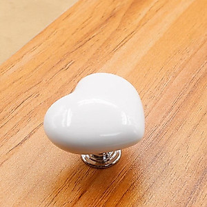 Toilet button press top toilet button flush replacement heart-shaped toilet button creative heart-shaped toilet tank button drawer handle door handle home decoration (White)