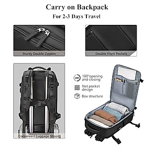 MOLNIA Large Travel Backpack for Women & Men with Shoe Compartment, Airline Approved Carry on Backpack 17.3" Laptop Backpack with USB Port Casual Daypack for Work, Business, College (Black)