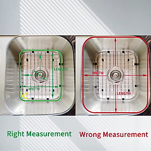 YORZSDI 304 Stainless Steel Sink Protectors for Kitchen Sink, 11-3/4" x 13-7/8" Sink Grid with Center Drain, Sink Rack for Bottom of Sink, Kitchen Sink Grid 2 pcs