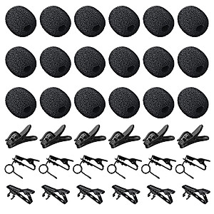 36 Pieces Lapel Mic Clips Sponge Cover Kit 18 Pieces Mental Lavalier Microphone Clip Plastic Lavalier Wire Clips 18 Pieces Foam Windscreen Cover Lapel Mic Windscreen Foam Covers for Interview Video