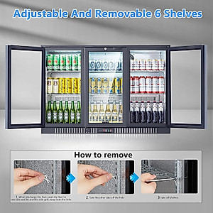 BODEGACOOLER Back Bar Cooler With 3 Glass Doors,Counter Height Beverage Refrigerator,11.4Cu.Ft Commercial Display Bar Fridge with LED Lighting,21 inch Beverage Cooler for Beer,Soda Drinks,Wine