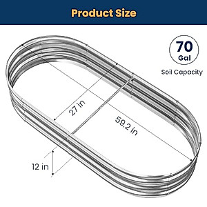 ENJOYBASICS Raised Garden Bed Kit, Galvanized Raised Planter 5x2.25x1 ft Box Outdoor for Vegetables, Large Bottomless Metal Raised Bed for Gardening, Herb, Growing Fruits, Flower