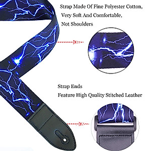 WOGOD Guitar Strap Jacquard Weave Hootenanny Guitar Strap with Leather Ends …