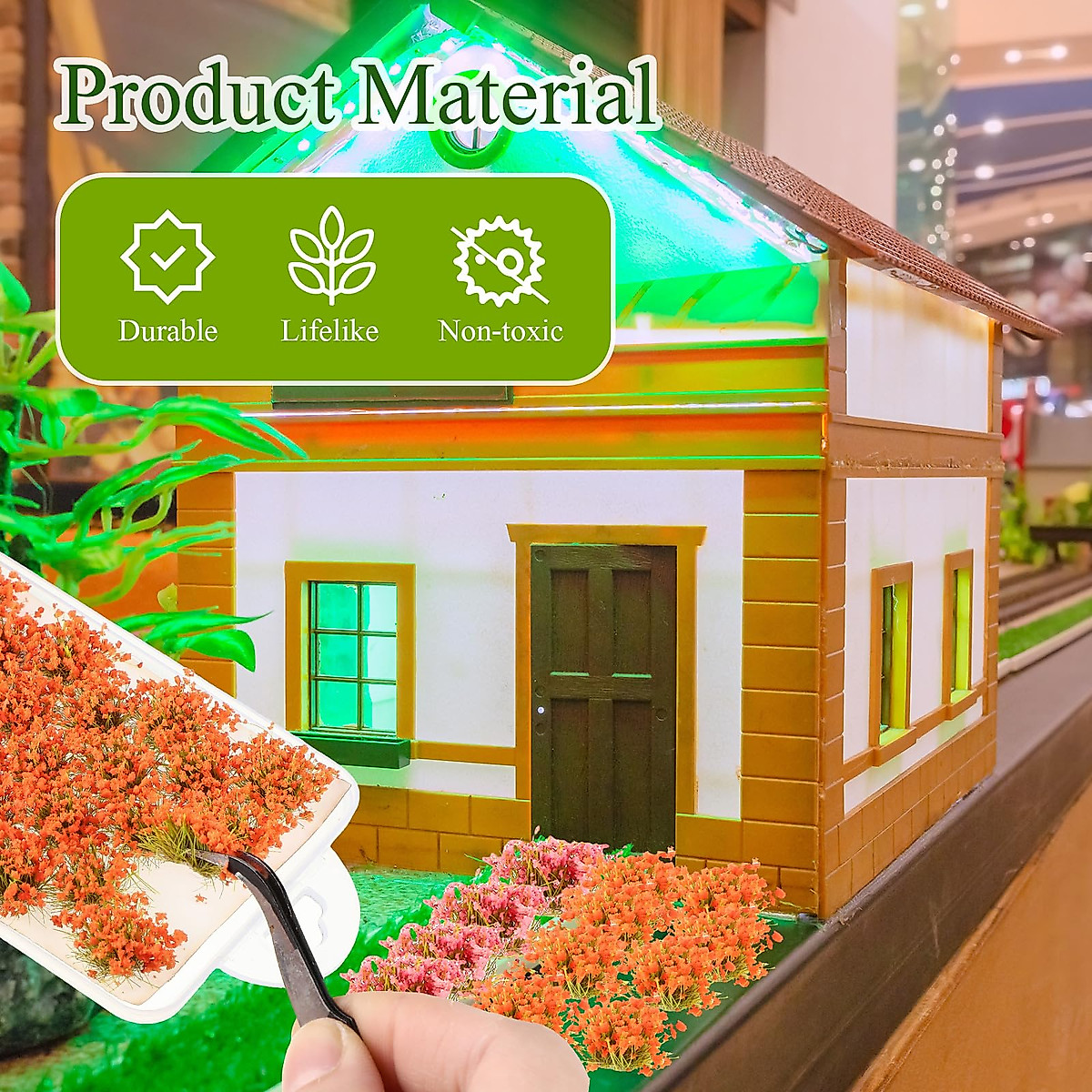 288 Pcs Static Grass Tuft Flower Cluster Vegetation Groups Self Adhesive Artificial Model Grass Tufts DIY Miniature Colorful Flower Cluster for Terrain Railway Scenery Table Landscape (Spring Style)
