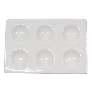 EISCO Spot Plate, 6 Wells - 4"L x 2.8"W - Glazed Porcelain