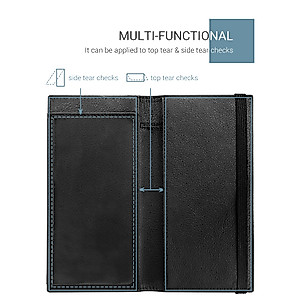 Zreal Checkbook Cover for Men & Women, Premium Vegan Leather Checkbook Holder Slim Wallets for Top & Side Tear Duplicate Checks with RFID Blocking (Matte Black)